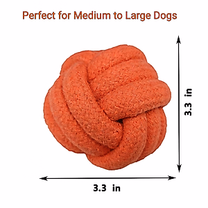 GOGOTAIL Dog Chew Toys, Dog Rope Balls Kit 2 Pack, Fun Interactive Cotton Balls for Medium to Large Dogs with a Diameter of 3 inches, Relieve Boredom, Chewing, Teething and Training, Light Orange.