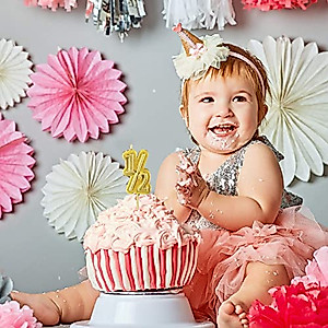 BBTO Half Birthday Candle Half 1/2 Year Old Cake Topper for Baby's Half Year Old Birthday Anniversary Celebration Party Decorations (Gold)