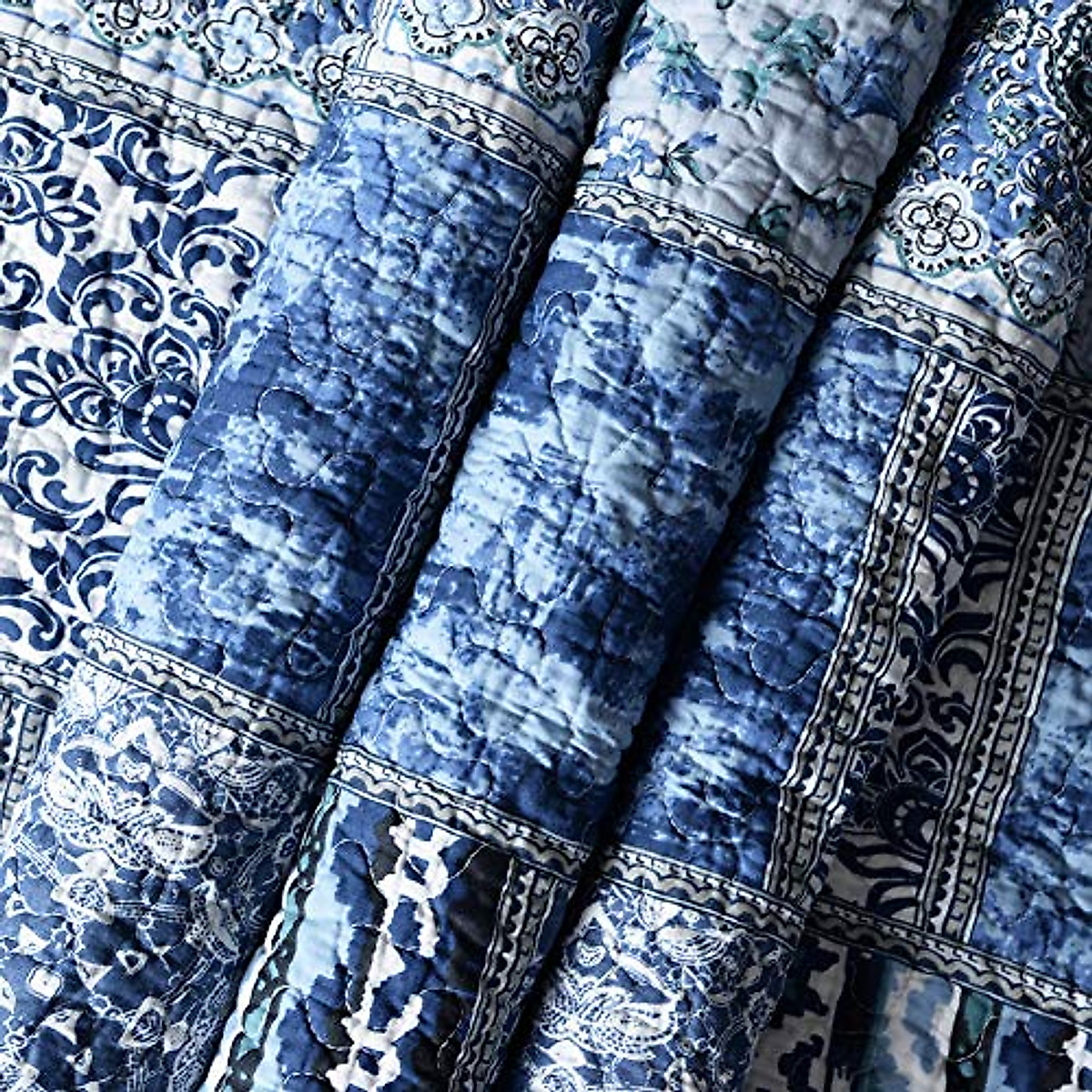 NEWLAKE Cotton Bedspread Quilt Sets and Quilted Throw Blanket Bundle