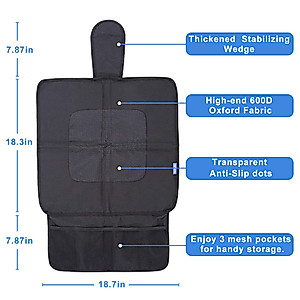 INFANZIA Kids Car Seat Protector, Child Baby Carseat Seat Protectors with Durable 600D Fabric for Leather Seats, Reinforced Non-Slip Dots & 3 Mesh Pockets for Handy Storage, 2 Pack