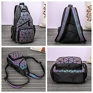 Luminous Geometric Backpacks Women Purses and Handbags Holographic Reflective Bags Iridescent Backpack D