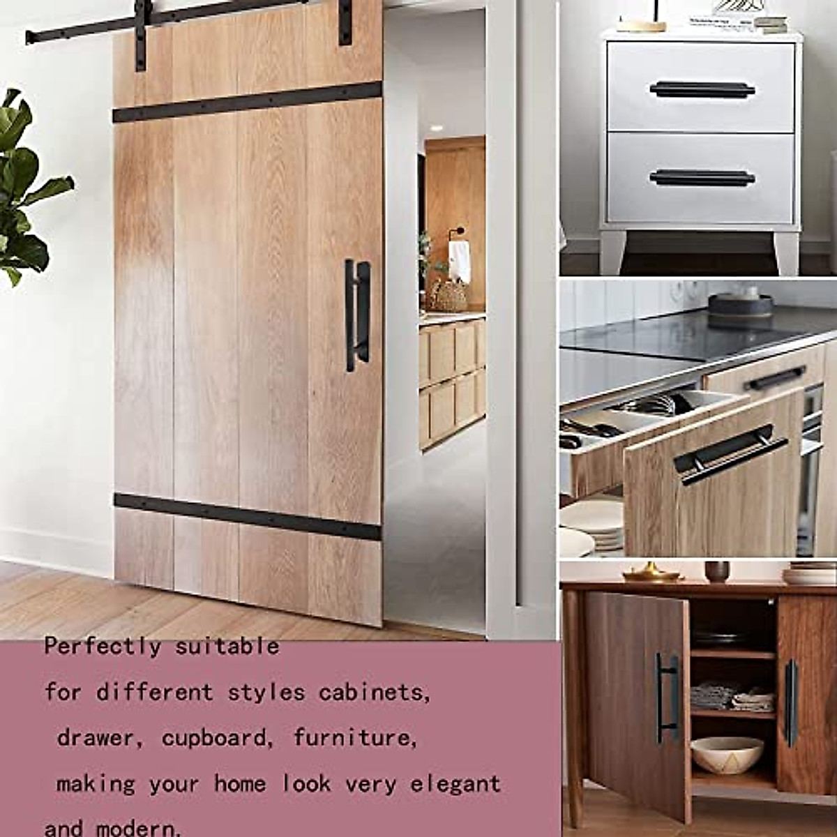 SUNLUYAO 10 Pack Cabinet Pulls Matte Black Kitchen Drawer Pulls Cabinet Handles ABS Plastic Door Window Wardrobe Handle Furniture Handles (10)