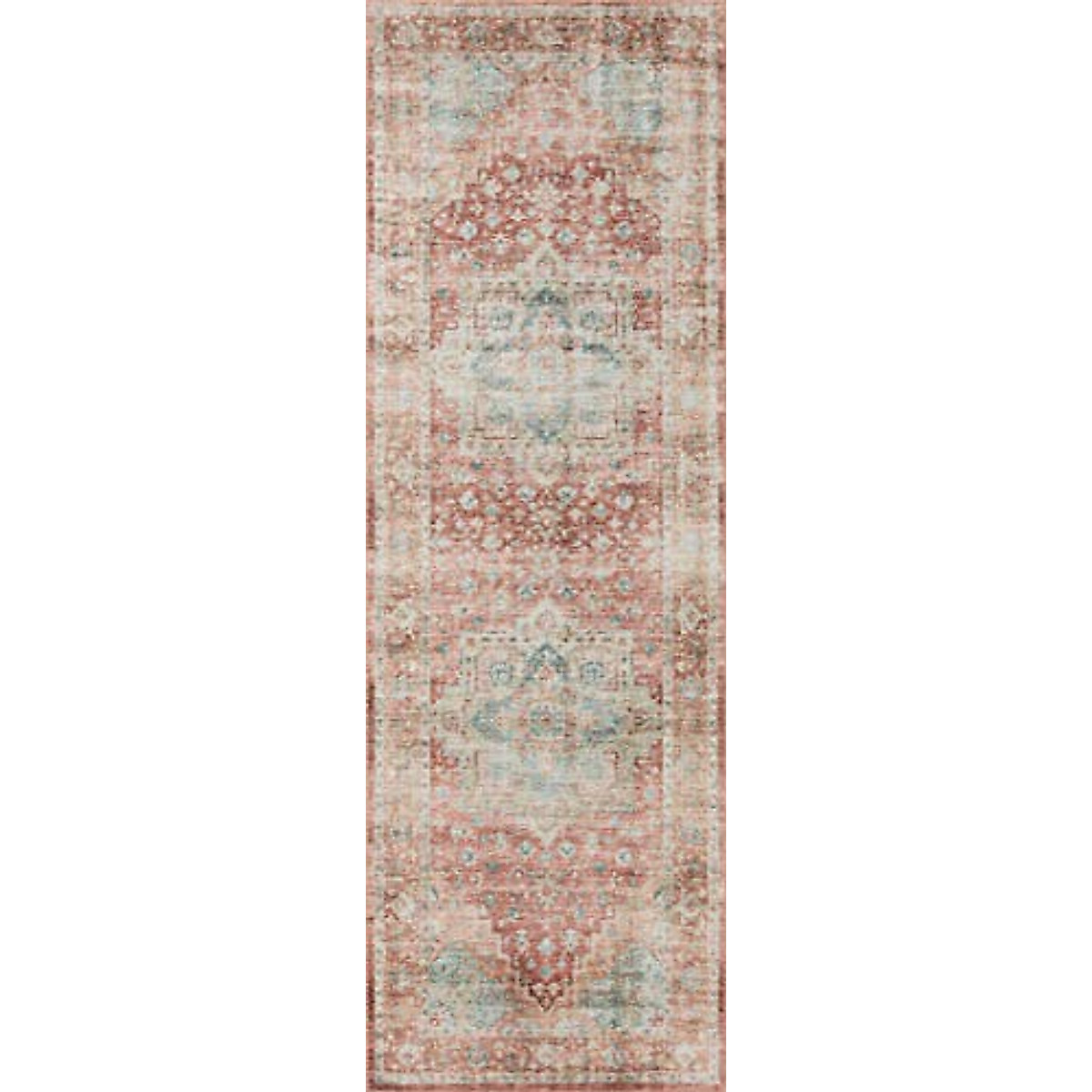 Loloi II Heidi Collection HEI-01 Area Rug 8' 6" x 11' 6" Terracotta/Aqua Rectangular 0.13" Thick