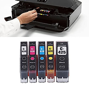 Inkjet Cartridge Replacement ABS Housing Ink Cartridge Accessories Multi Colors for PIXMA Hospital School Government (BK BK C M Y 5 Colors)