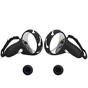 VRbrother Controller Grip Cover for Oculus Quest 2,Accurate Infrared Signal Holes Ensure That Signals are Not Lost,Anti-Throw Hand Strap Adjustable Wrist Knuckle Strapstrap,VR Cover Accessories,Black