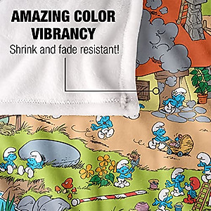 The Smurfs Blanket, 36"x58" Smurf Village Silky Touch Super Soft Throw Blanket