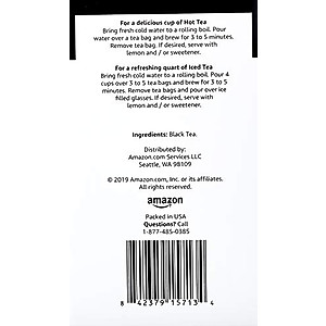 Amazon Brand - Happy Belly English Breakfast Tea Bags, 20 Count (Pack of 1)