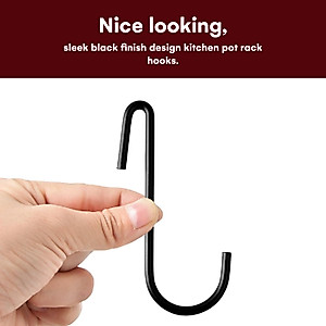 Vdomus pot rack hooks black S style for kitchen pot hanging, set of 10 (black)