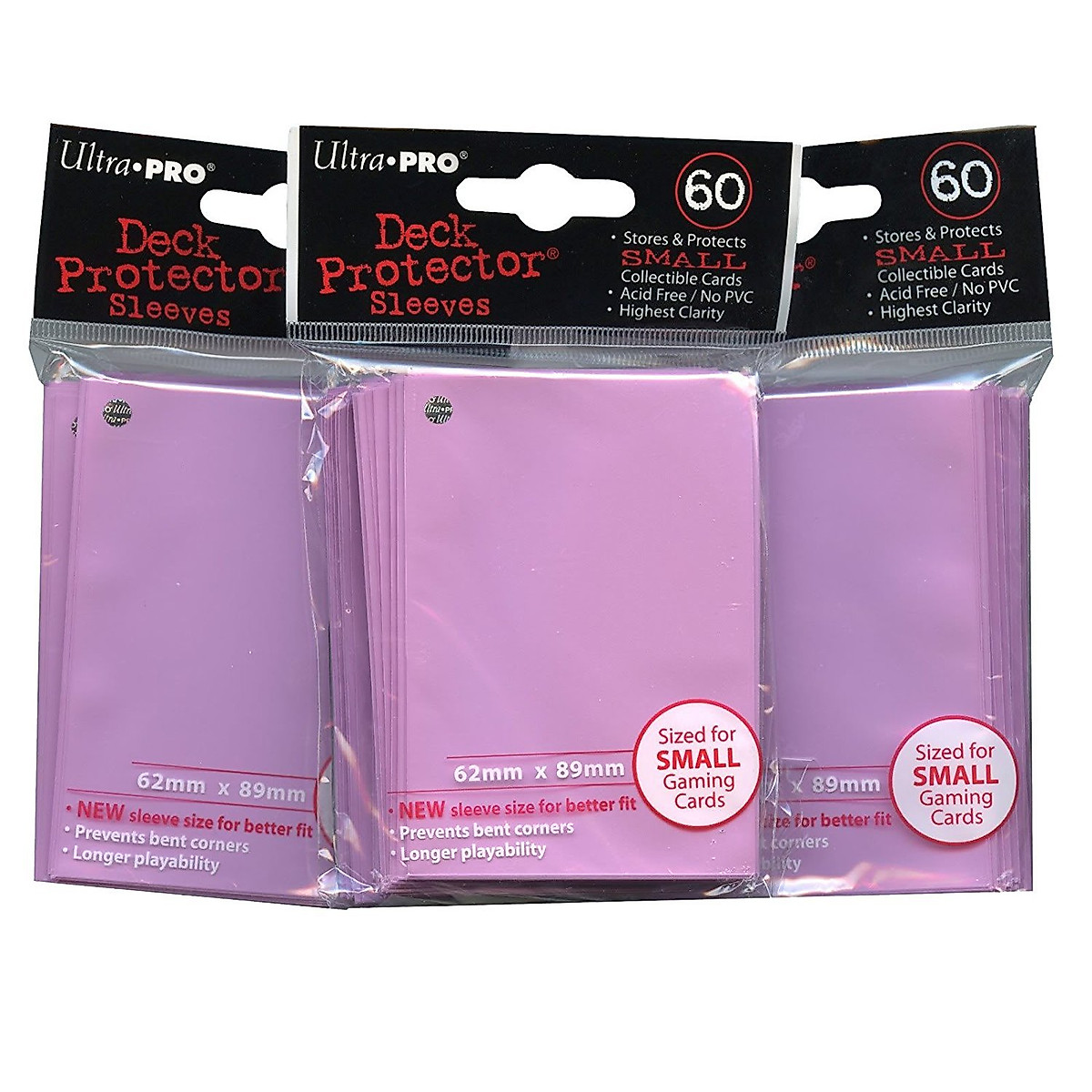 Ultra Pro Card Supplies YuGiOh Sized Deck Protector Sleeves Pink 60 Count X3