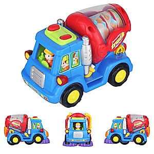 CifToys Push and Go Friction Powered Car Toys for Boys - Construction Vehicles Toys for Boys and Toddlers (Street Sweeper Truck, Cement Mixer Truck, Harvester Toy Truck)