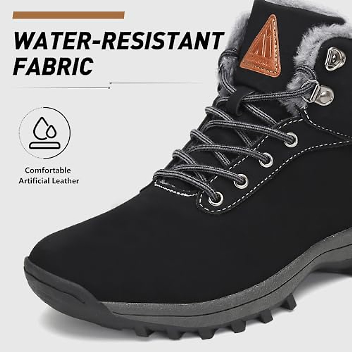 Mishansha Winter Boots for Men Women Waterproof Snow Boots Warm Lined Non Slip Hiking Boot Black 11.5 Women/10 Men