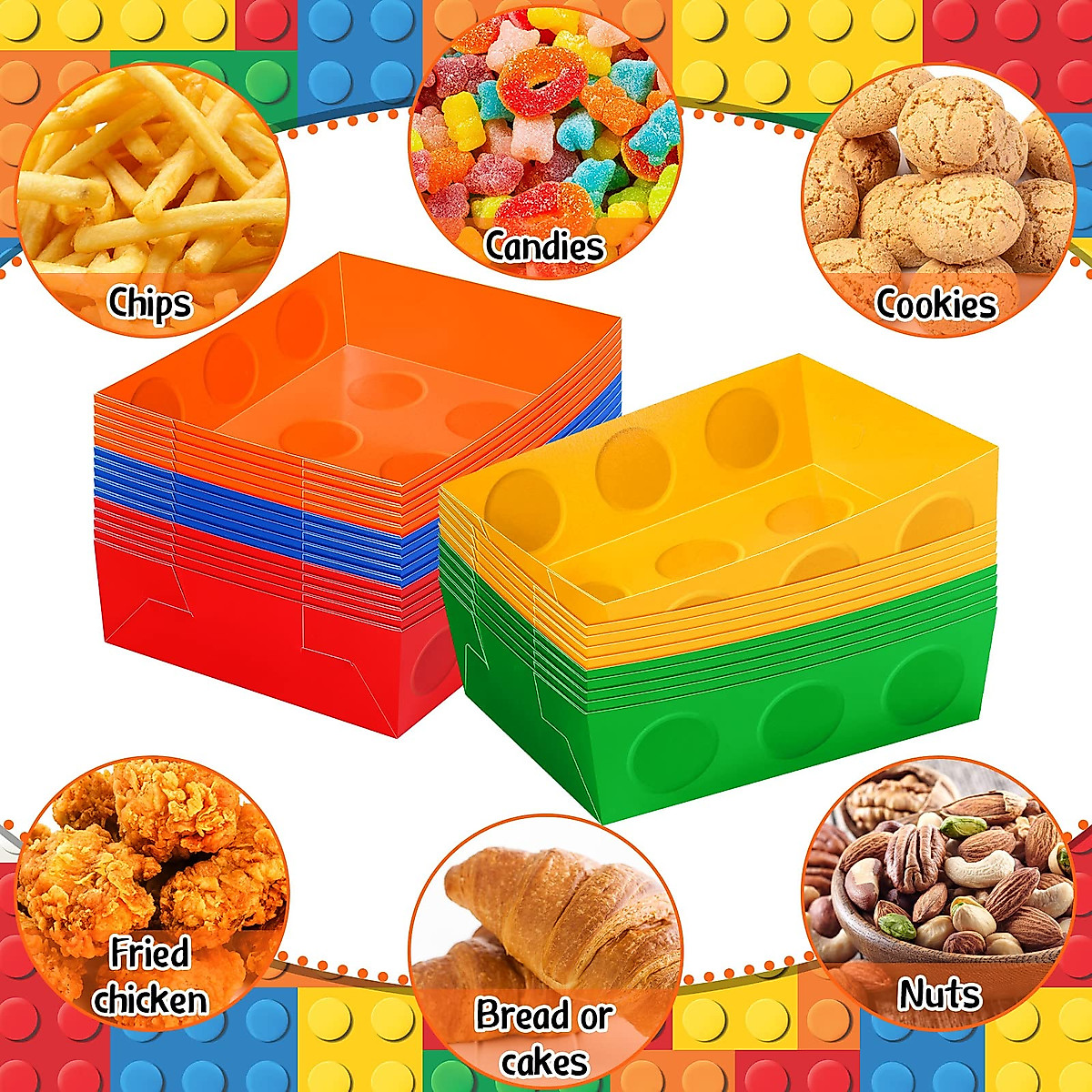 Build Fun with Bright Brick Party Trays - Perfect for Themed Events