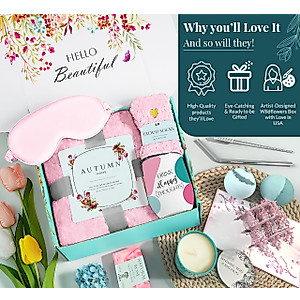 Comforting Get Well Soon Gift Baskets for Women -10pc Get Well Gifts for Women After Surgery, Thoughtfully Curated Thinking of You Self Care Package with Blanket, Tumbler, Eye Mask, Soap, Socks & More