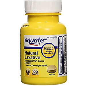 Equate Natural Vegetable Laxative, Sennosides 8.6 mg Tablets, 100-Count Bottle by Equate