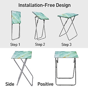 Garden 4 you Folding TV Tray Table TV Dinner Table with Sturdy MDF Top,Eating Trays for Living Room with No Assembly Required 15 x 18.9 x 26 in(Sea Blue,1PC)