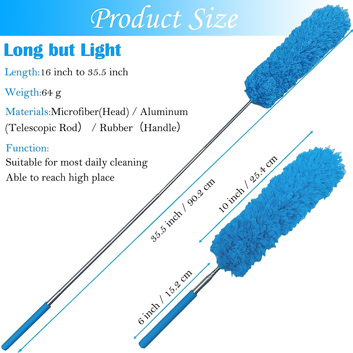 M-jump 3 PCS 15.7 to 35.5 Inch Extendable Telescoping Microfiber Duster Bendable Brush Washable Dusting Brush for Home Office Car