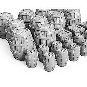 3DEGOS Barrels and Crates Set DND Terrain 28mm for Dungeons and Dragons, D&D, Pathfinder, Warhammer 40k, RPG, Miniatures, Age of Sigmar, Tabletop, D and D, Dungeons and Dragons Gifts