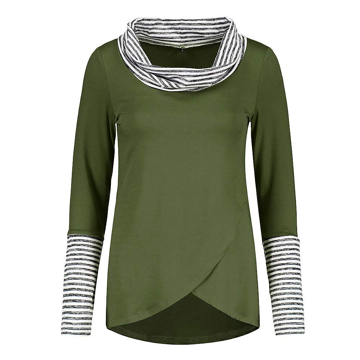 Women's Pullover Hoodie Funnel Neck Long Sleeve Hooded Sweatshirt Colorblock Patchwork Drawstring Top Blouse