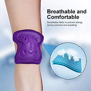 VOSAREA 1 Set 6PCS Safety Gear for Roller Skates Children Skatings Knee Pads Kids Elbow Pads Bicicleta estatica para ejercicios Protective Gear Purple Toddler Skating Equipment Balance car