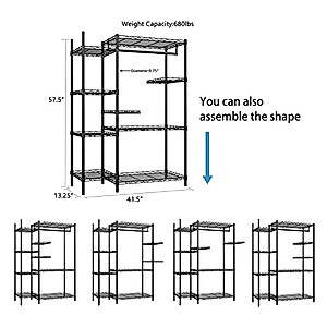 Xiofio Plant Stands for Indoor Plantsd Outdoor Plant Shelf, 4 Tier More Than 14 Pots Flower Pots Holder Storage Shelf Flower Stands With hanger rod for Living Room Balcony and Garden,Black