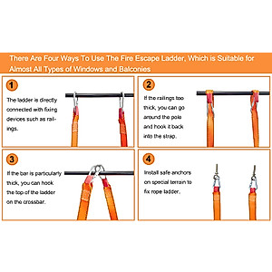 Fire Escape Ladder, 26.2 Feet Emergency Fire Ladder, 2-3 Story Homes Reusable Safety Rope Ladder for Window Balcony Tree House