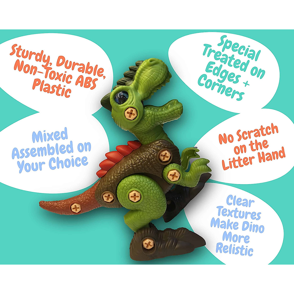 Pop A Giggle Take Apart Dinosaur Toys for Kids 3-5, Dino Toy with Electric Drill for 3 4 5 6 7-Year-Old Boys, Stem Educational Learning Building T-Rex Dino for Birthday Gifts