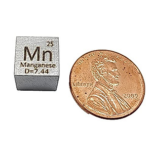 Pure Metal Manganese 10mm Density Mn 99.97% Cube for Element Collections Lab Experiment Material Hobbies Simple Substance Block Display DIY