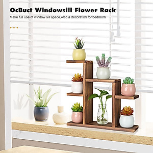 OcBuct Small Desk Plant Stand 7 Tiers Window Sill Plant Shelf Tabletop Succulent Stand Wood Desktop Flower Pot Stand Holder Plant Rack for Windowsill Desktop Window Ledge Countertop Narrow Space