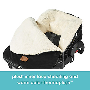 JJ Cole Bundle Me Winter Baby Car Seat Cover and Bunting Bag - Original - Sherpa Lined Weather Resistant Baby Carrier and Stroller Cover - Stroller Accessories and Winter Baby Essentials - Black