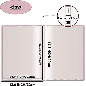 Diamond Painting Storage Presentation Book 2 Pieces A3 30 Clear Pockets Sleeves Protectors Art Portfolio Clear Book, Binder for Artist, Photo Album Refill Page, Large Portfolio Folder(17*12in)