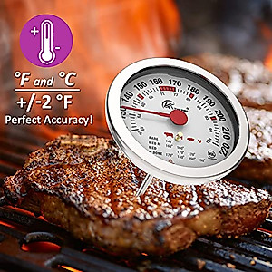 3.5" Dial Quick Read Meat Thermometer for Cooking - NSF Approved Instant Thermometer with 5” Probe 120~220F/49~104C,Tempered Glass Safety leaved in Oven Grill for BBQ Smoker Kitchen Meat Cooking.