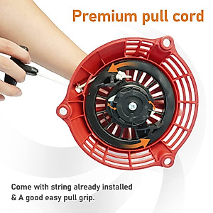 LUSQI Recoil Starter for Honda GCV160 GCV135 Lawn Mower Engines Motor, Pull Start Assembly for Honda EN2000 EN2500 Generator,Red Pull Starter for Honda Parts, 28400-ZL8-023ZA, 28400-ZL8-013ZA