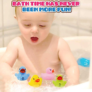 10 Pack: Numbers Counting Rubber Ducks Colorful Bath Toys - 1, 2, 3 Learn to Count Numeracy Early Learning Educational Bathtime Squeak Duckies Bathtub Set for Kids, Toddlers