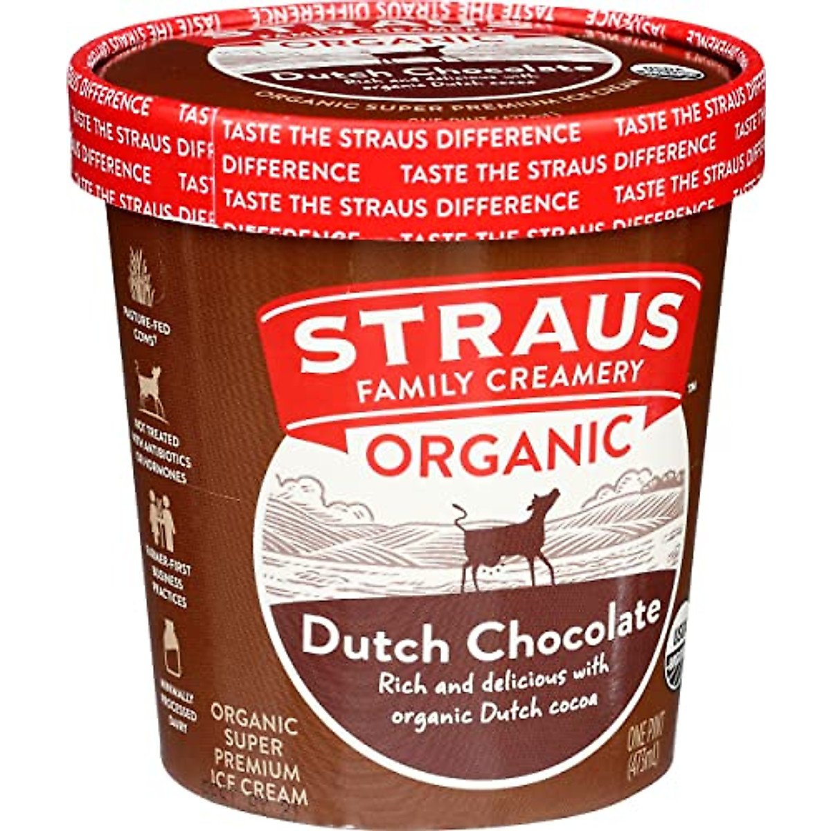 Straus Family Creamery, Organic Dutch Chocolate Ice Cream, 1 16 oz (Frozen)