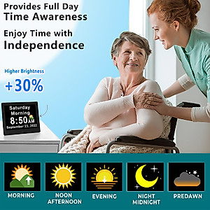 Véfaîî 2024 New, Digital Clock 2.0 with 30 Alarms, Auto DST, DIY Custom Reminders, Sun Moon Icon & AM/PM, Auto Brightness, Memory Function, Easy to Read, 8" Large Display