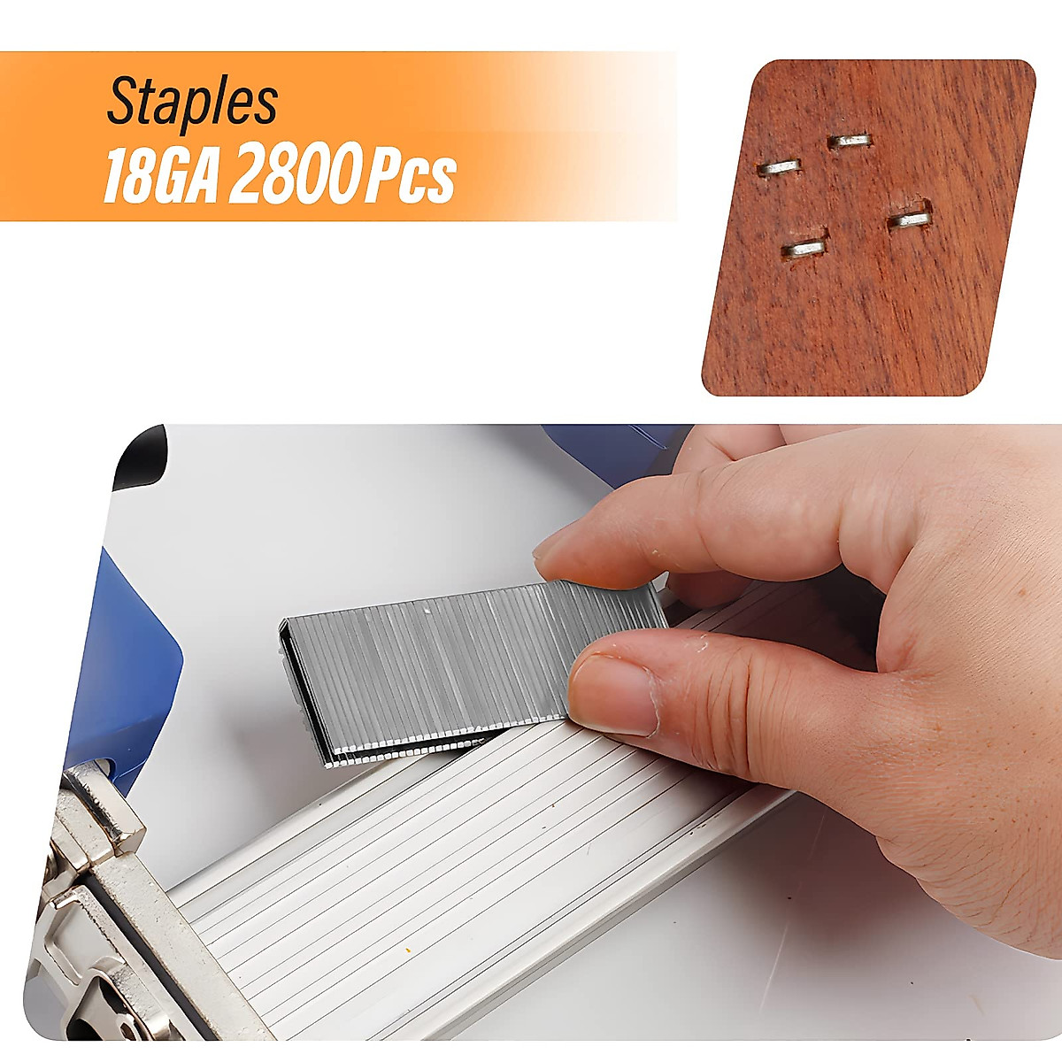 SITLDY 2800-Count 18 Gauge 1/4" Narrow Crown Staples 1/2"-1200, 3/4"-800, 1"-800, Heavy Duty Galvanized, Assorted Size Project Pack, for Pneumatic, Electric Stapler (Silver)