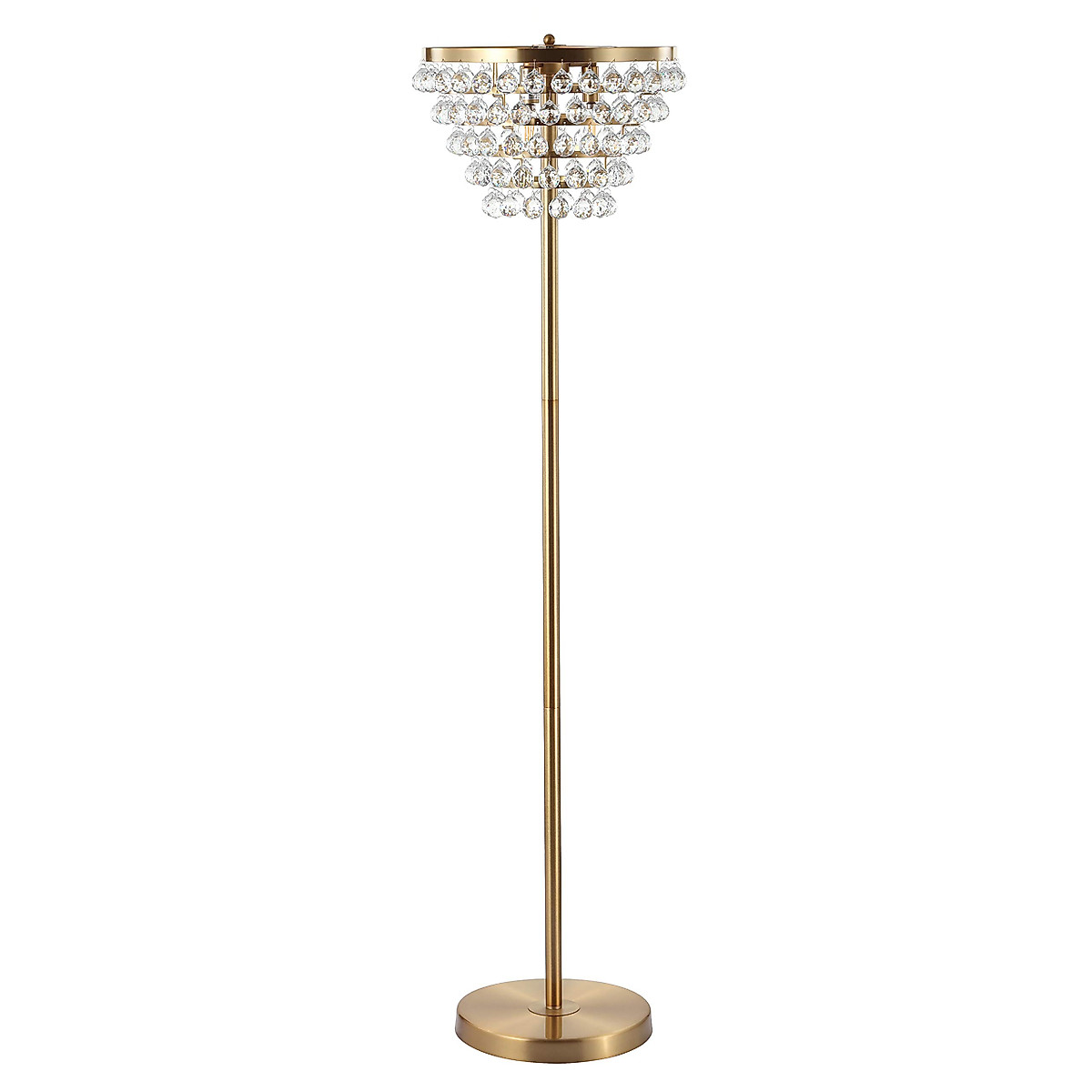 JONATHAN Y JYL9005B Jemma 60" Crystal/Metal LED Floor Lamp, Contemporary, Modern, Transitional, Elegant, Office, Living Room, Family Room, Dining Room, Bedroom, Hallway, Foyer, Brass Gold/Clear