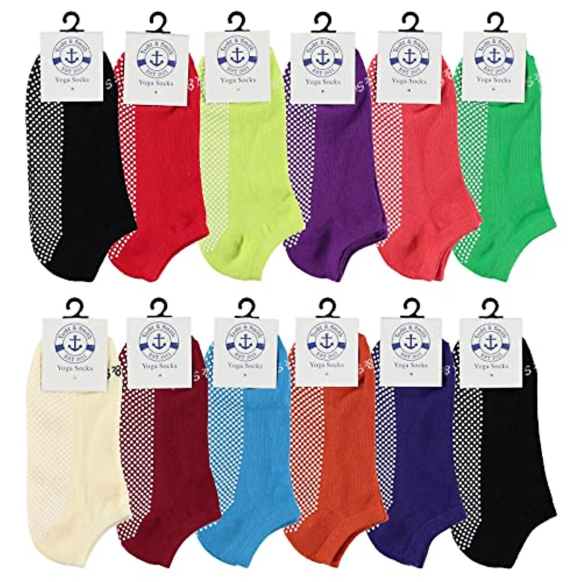 Yacht & Smith Women's Non Slip No-Skid Socks with Grips, 97% Cotton, For Hospital, Yoga, Pilates, Barre, Grippy Ankle Sock