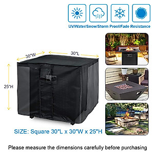 Sakeye Fire Pit Cover 30 x 30 x 25 inch Square, Waterproof Gas Firepit Table Cover Firepit Covers Fits for 28-30 In Outdoor Heavy Duty Lawn Patio Furniture Covers (Square, 2.Square - 30" Lx30 Wx25 H)
