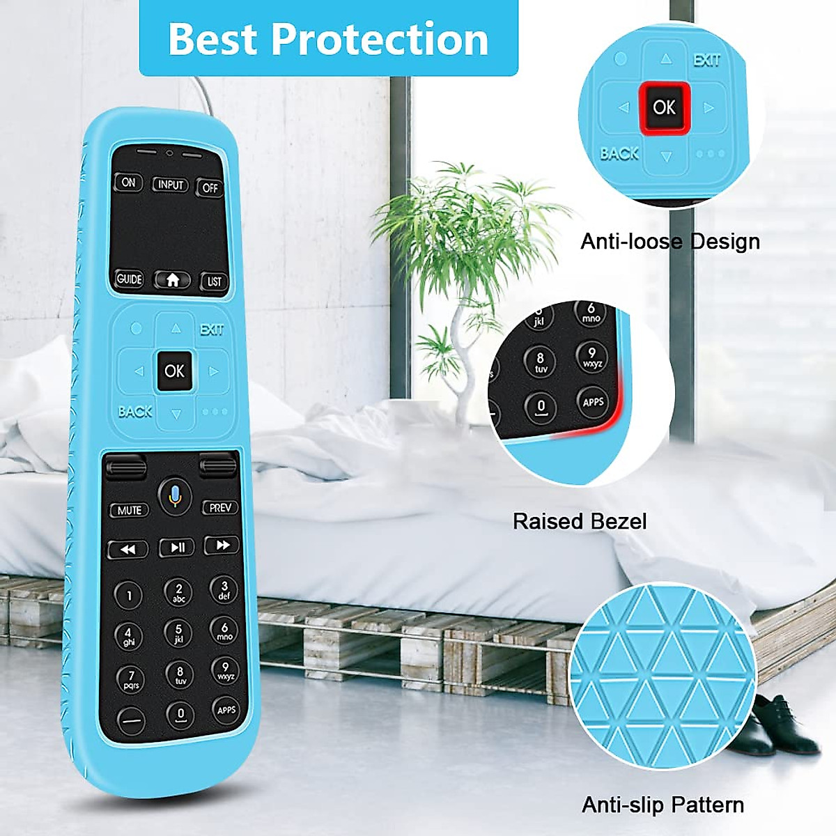 2pack Protective Case Cover for AT&T TV Now DirecTV Receiver Remote Control Voice Control C71KW,for AT&T TV Now DirecTV Remote Back Shockproof Silicone Cover Holder Skin Protector-Glowblue+Glowgreen