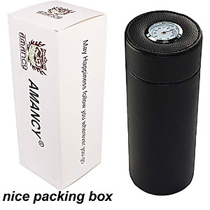 AMANCY Popular Cedar Wood Lined Portable Travel Leather Cigar Humidor Case,Packed by Nice Gift Box