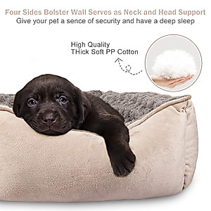 JOEJOY Rectangle Dog Bed for Large Medium Small Dogs Machine Washable Sleeping Sofa Non-Slip Bottom Breathable Soft Puppy Bed Durable Orthopedic Calming Pet Cuddler, Multiple Size, Beige