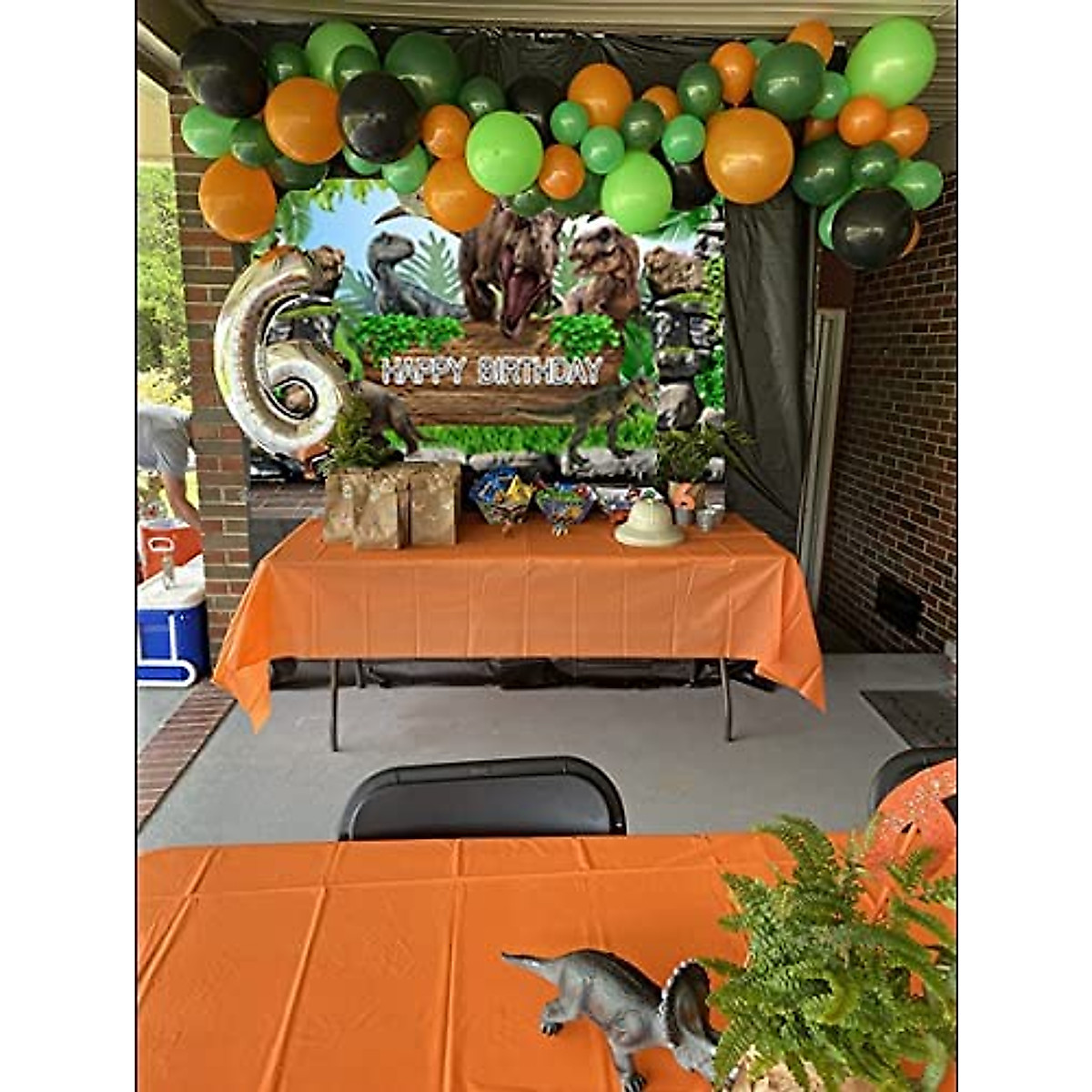 MECOLO 7x5ft Dinosaur Theme Backdrops Jungle Park Boy Kids Birthday Party Photography Background for Baby Shower Cake Table Decoration Photo Party Supplies Banner