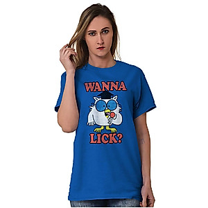 Wanna Lick Funny Mr. Owl Tootsie Pop Graphic T Shirt Men or Women Heather Sapphire