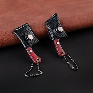 NBGDY Mini Pocket Damascus Knife keychain Set,Tiny Chef Knife Set for Package Opener ，Box Cutter， Beer Bottle Opener -2pcs(kpq-1037)