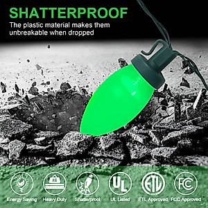 RECESKY C7 Bulbs Halloween String Lights with Built-in Timer - 50 LED 24ft Purple Orange Battery String Lights for Outdoor, Indoor Decor, Fairy Garden, Bedroom, House, Halloween Party Decorations