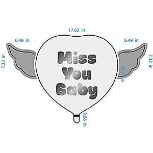 Miss You Baby Heavenly Balloons heart shaped with angel wings (Purple)