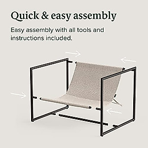 ZINUS Aidan Sling Accent Chair / Metal Framed Armchair with Shredded Foam Cushioning, Oatmeal