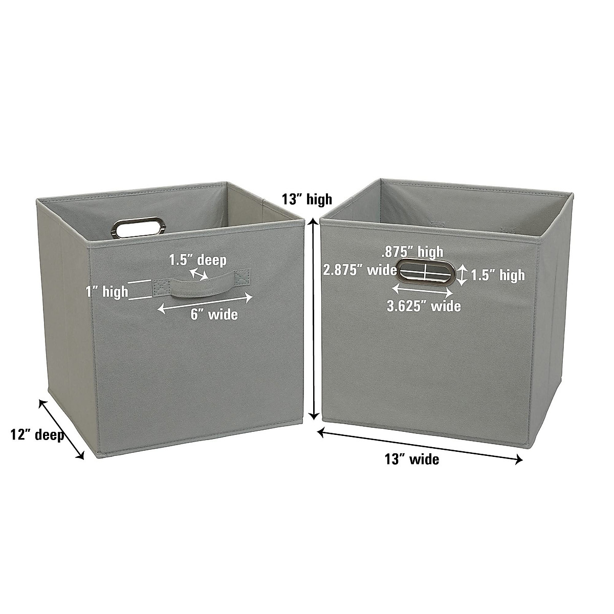 Household Essentials, Teafog 2 Pack Open Storage Bins with Dual Handles, 13 x 12 x 13