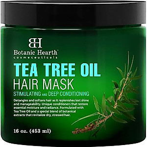 Botanic Hearth Tea Tree Hair Mask & Deep Conditioner, Moisturizes & Protects Hair & Scalp - with Soy Protein, Vitamin E, Collagen, Keratin & Coconut Oil - 16 oz (Packaging May Vary)